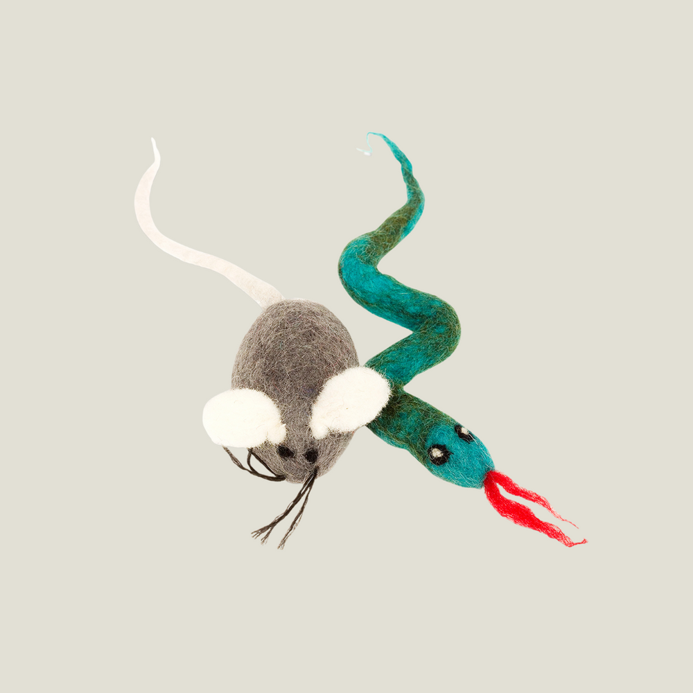 Wool Mouse Cat Toy and Wool Snake Cat Toy Set